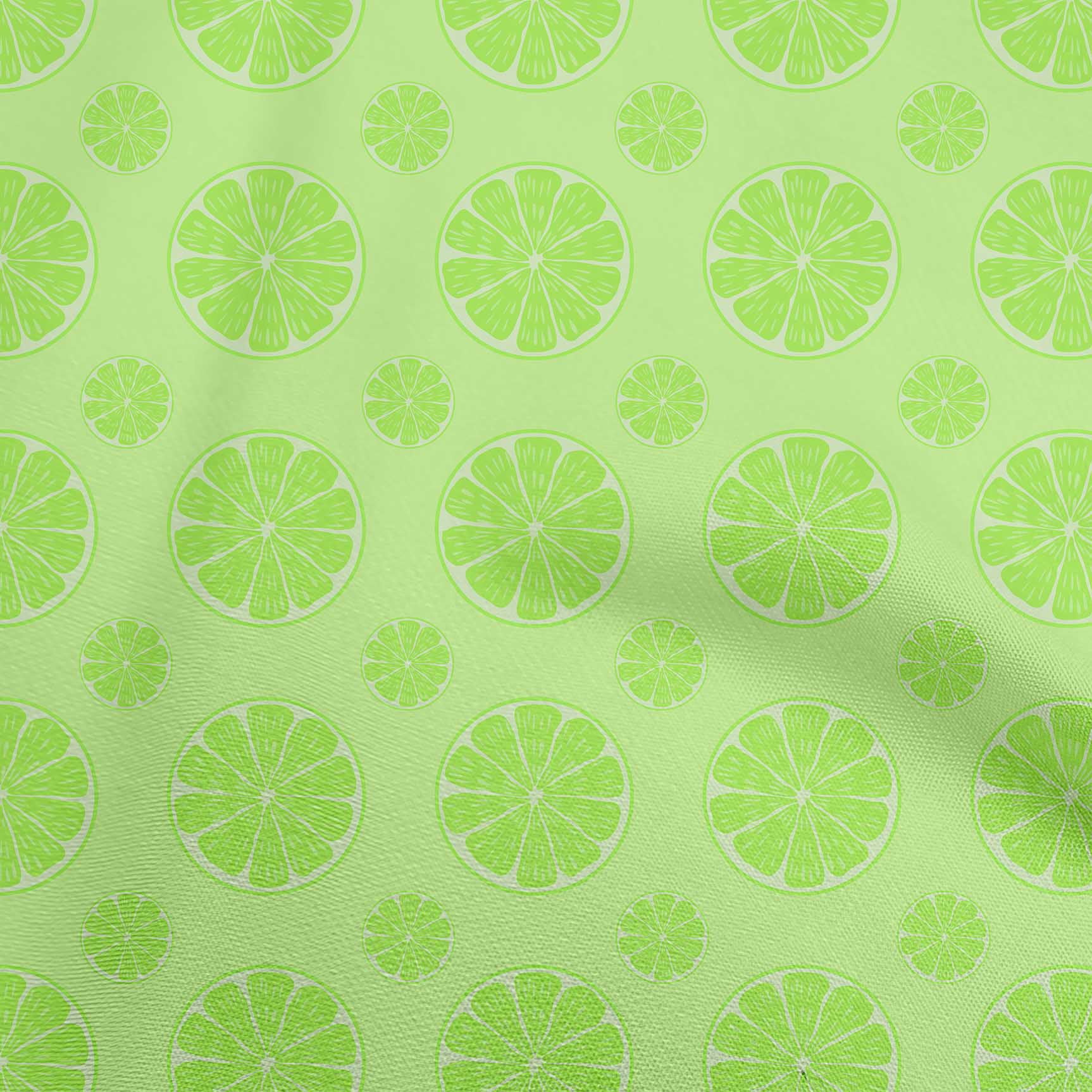 oneOone Cotton Cambric Lime Green Fabric Fruits Lemon Slice Sewing ...