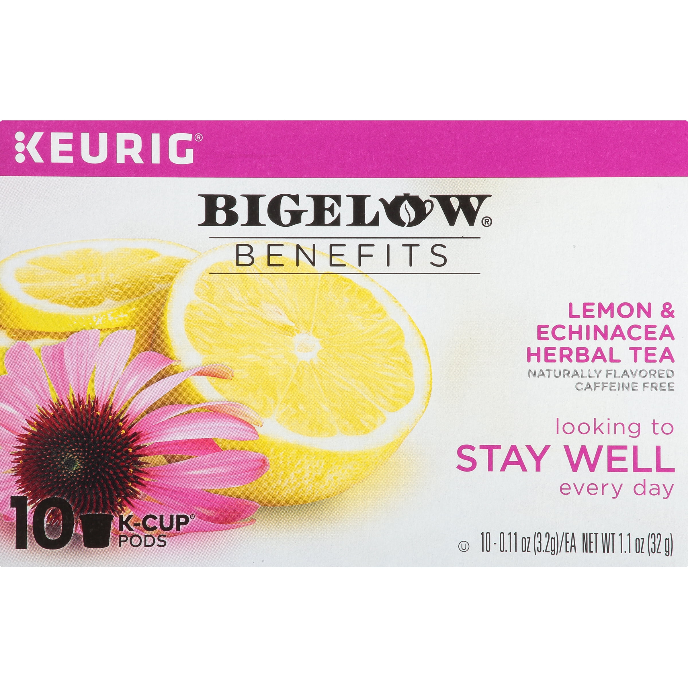 Bigelow Benefits Stay Well Lemon Echinacea, Caffeine-Free Herbal Tea ...