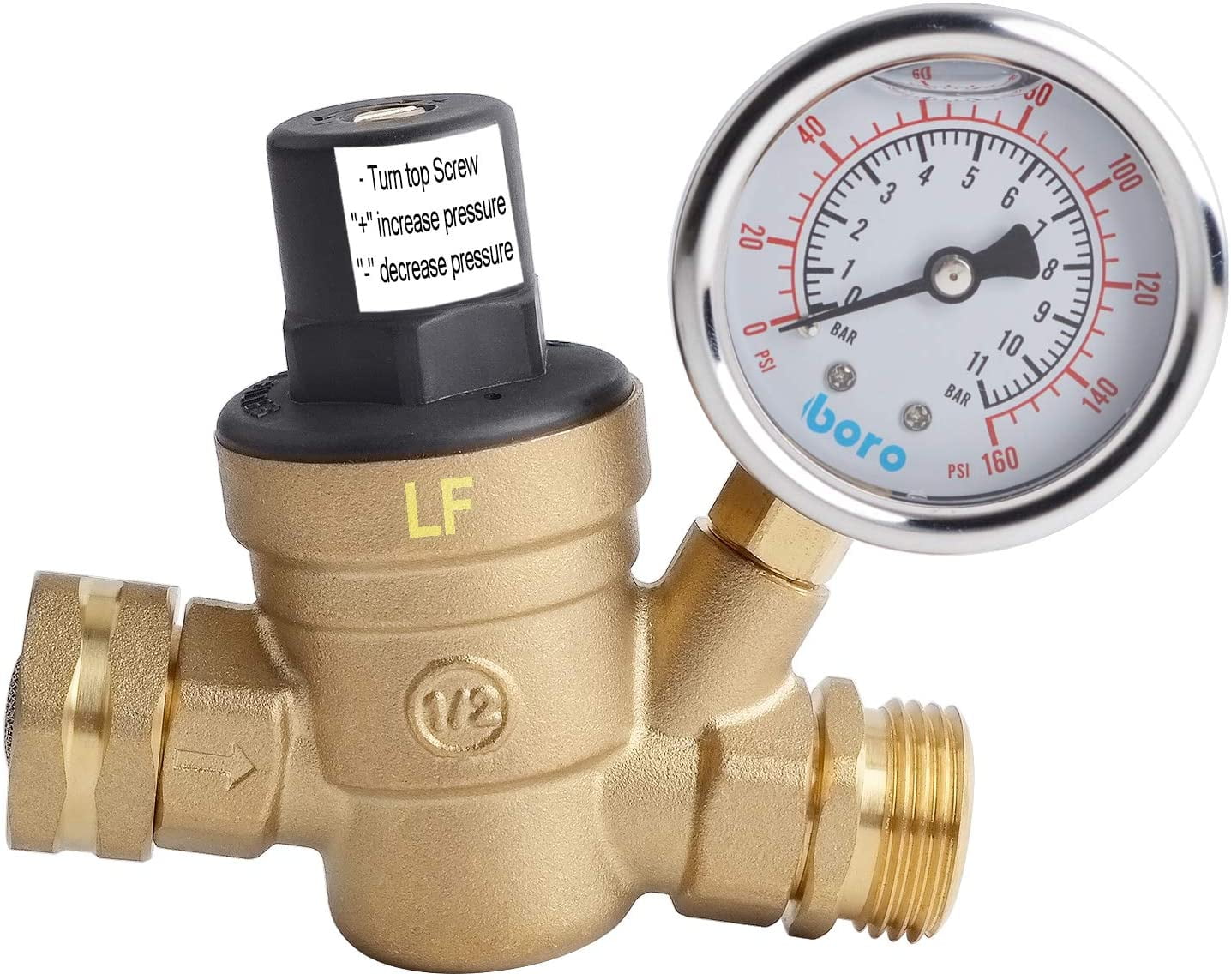Hydro Master Lead-Free Brass Water Pressure Regulator for RV Camper ...