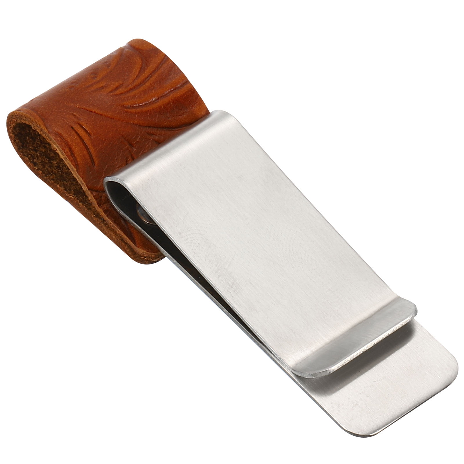Uxcell Stainless Steel Pen Loop Notebook Clip Carved Leather Holder ...