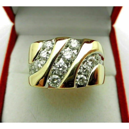 Men's Cluster Engagement Ring 14k Yellow Gold Plated Real 925 Silver ...