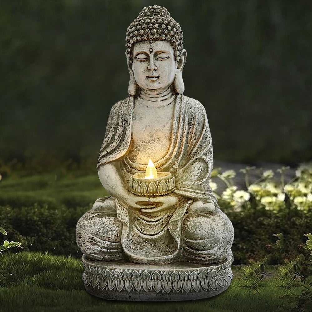 Zen Buddha Statue with Solar Powered LED Garden Nepal | Ubuy