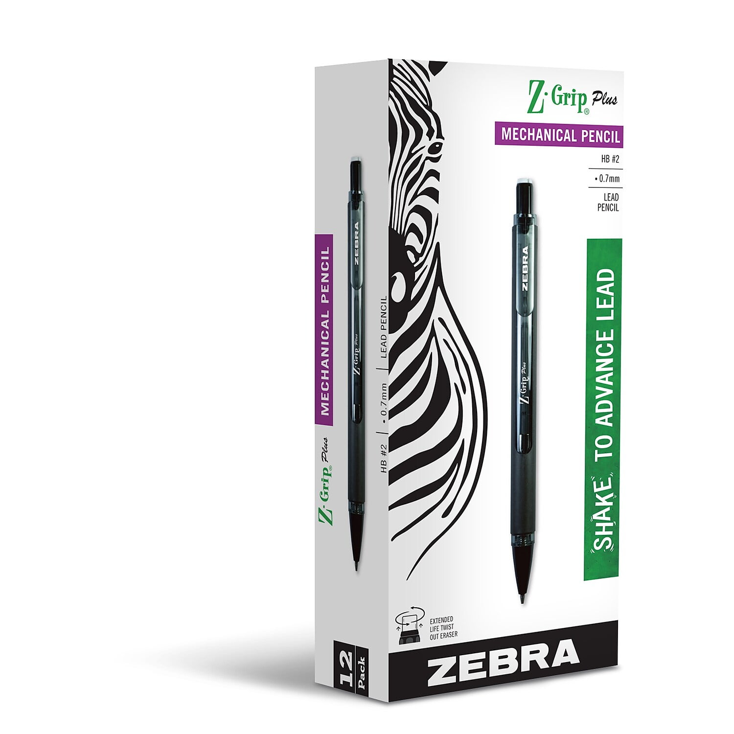 Zebra ZEB55410 0.7 mm Z-Grip Plus Mechanical Pencil, Black - 1 Dozen ...