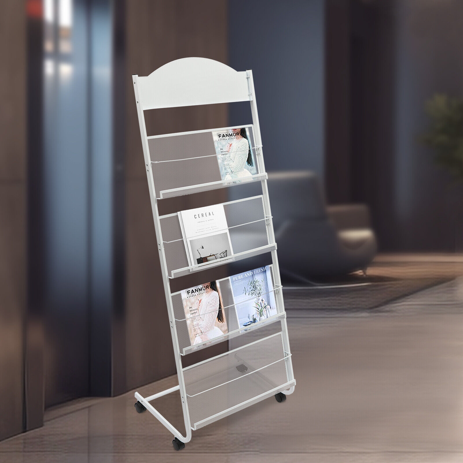 4-Tier Floor-Standing Book Rack Display Rack Magazine Rack Newspaper ...