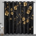 Black Gold Floral Style Blackout Curtains Curtain Panels for Bedroom ...