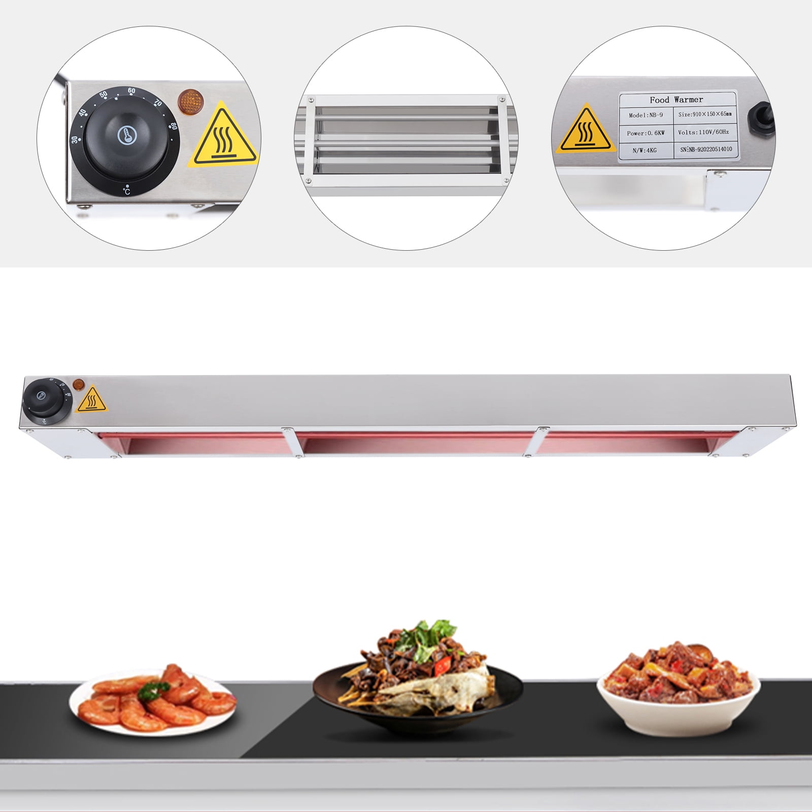 TOOL1SHOoo 24" /36" Corded Food Warmer, 86-185℉ Commercial Infrared ...