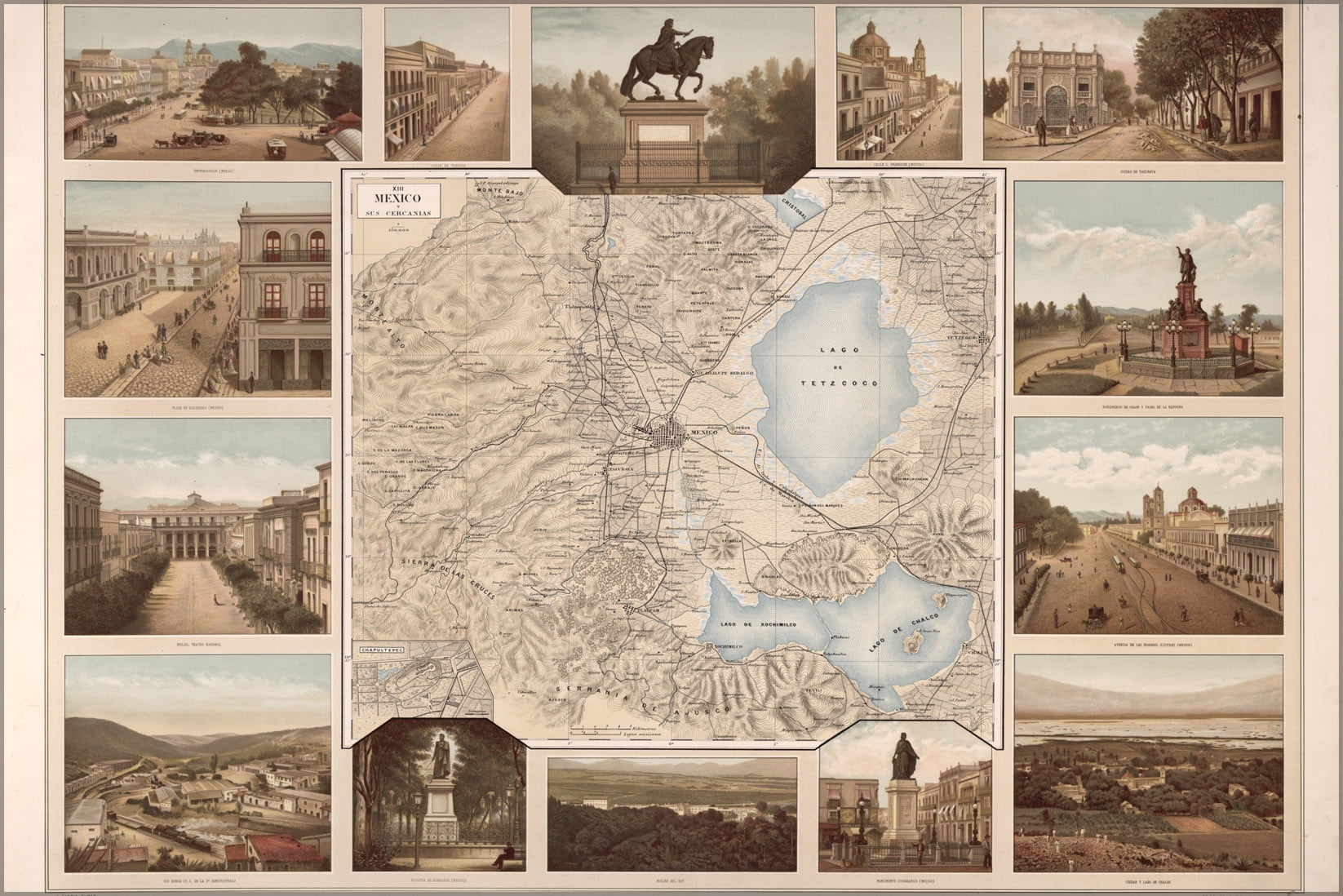 24"x36" Gallery Poster, map of mexico city 1885 - Walmart.com