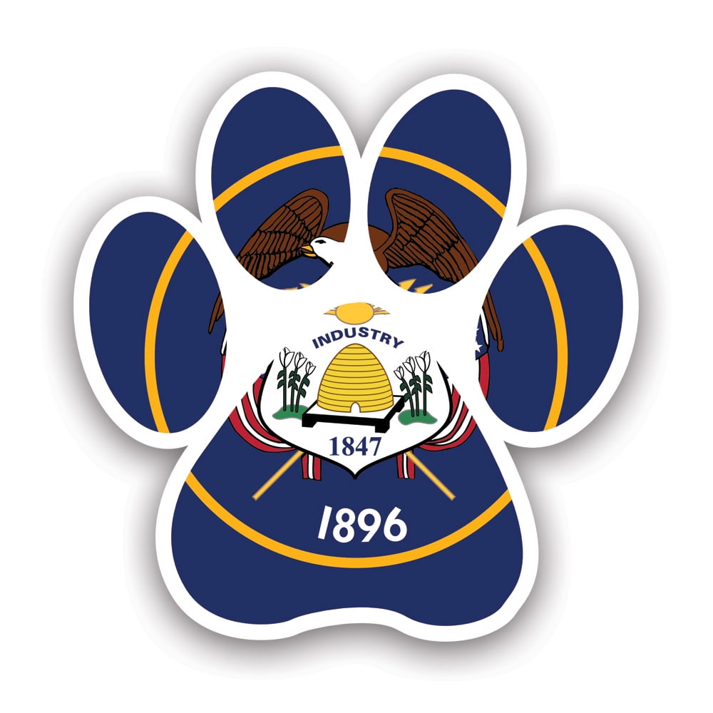 Utah State Paw Print Shaped Sticker Decal - Self Adhesive Vinyl ...