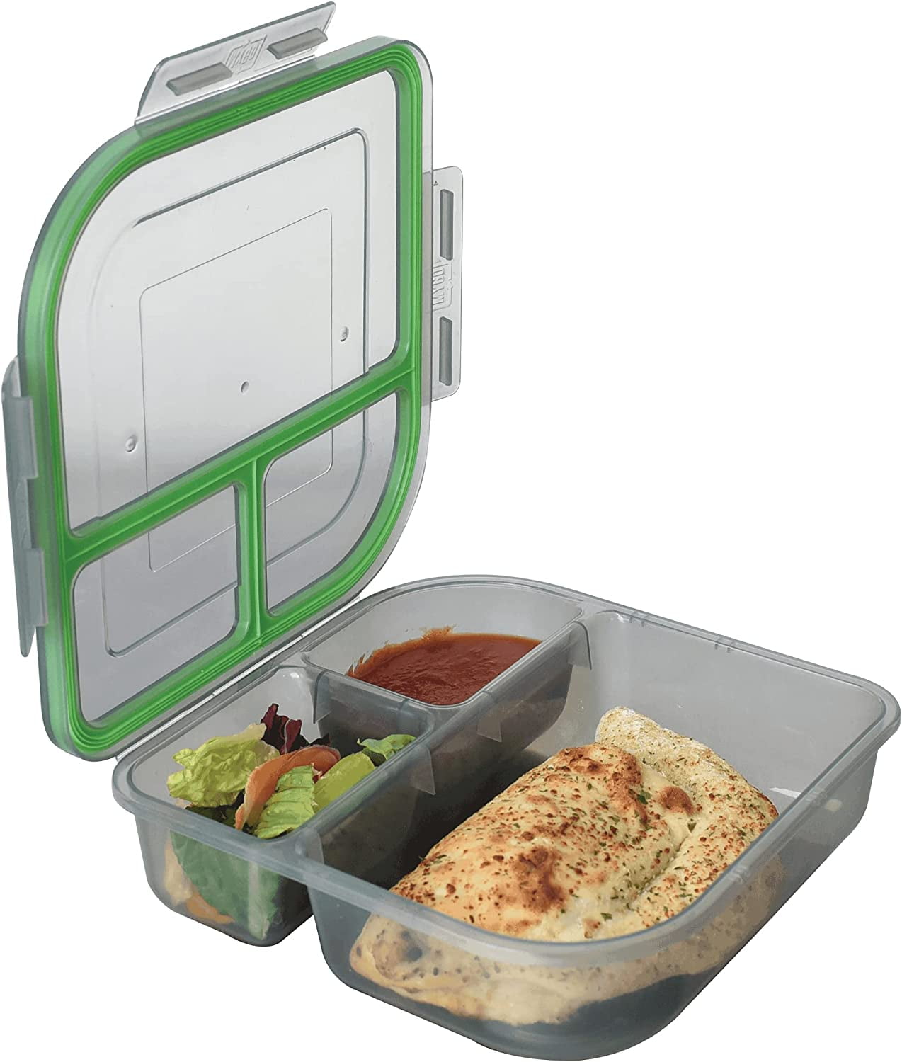 MyGo Container Small To-Go 3-Compartment Food Container, 8" x 8" x 2-1/ ...
