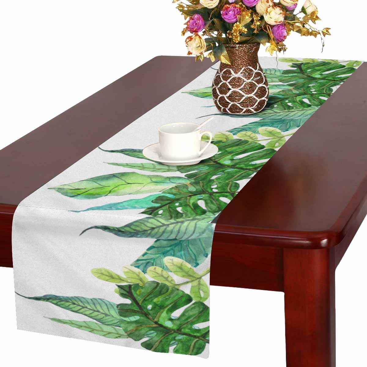 MKHERT Summer Hawaiian Tropical Palm Tree Banana Leaves Monstera Table ...