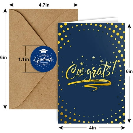 Graduation Cards with Message Inside Assortment 21 Pack Foil Gold Grad ...