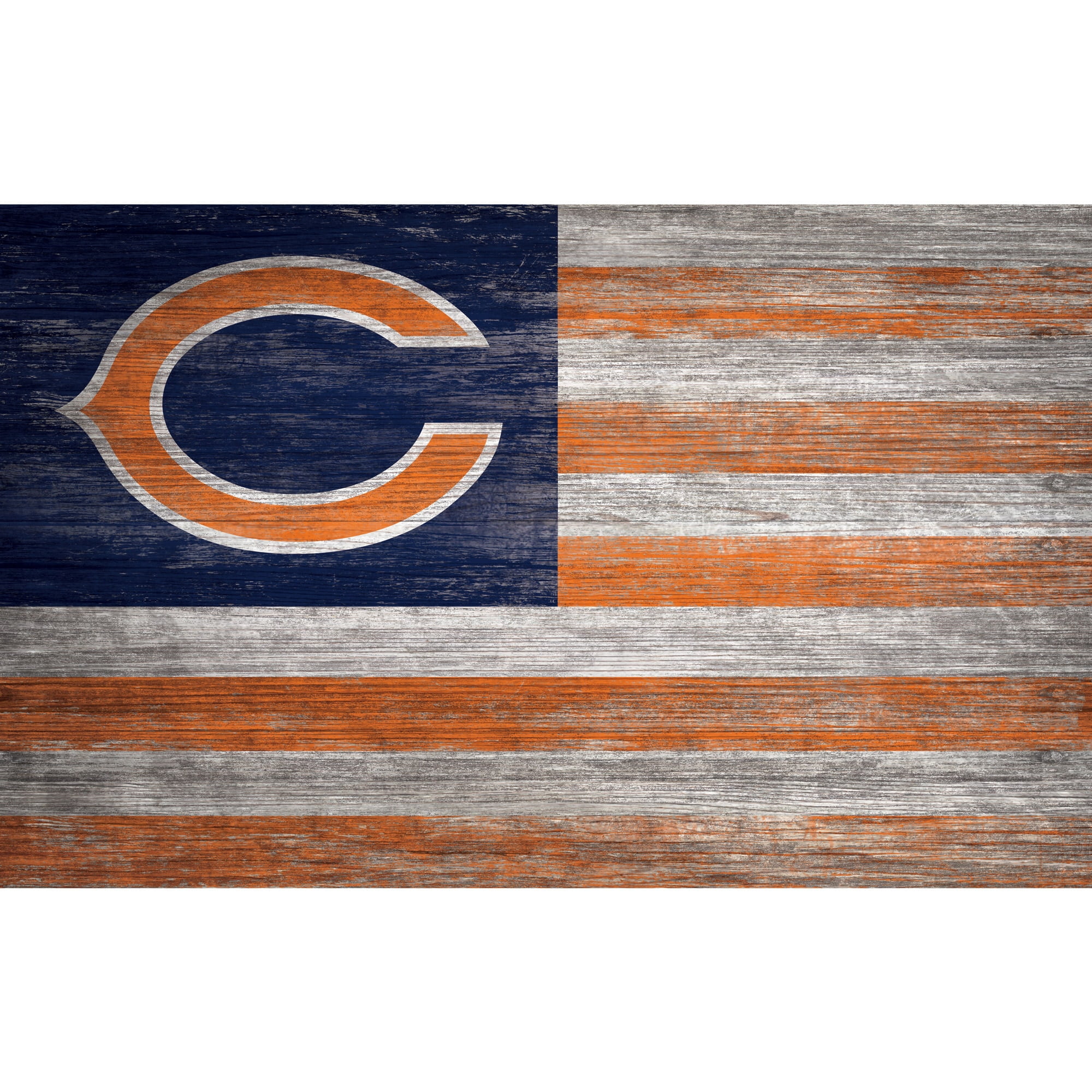 Chicago Bears 11'' x 19'' Distressed Flag Sign - Walmart.com - Walmart.com