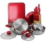 Sunbeam Crawford Cookware Combo Set in Red, Set of 22 - Walmart.com