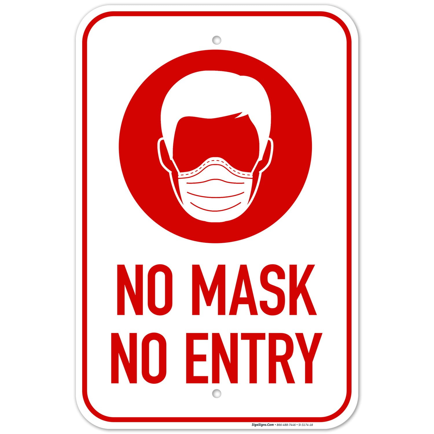 No Mask No Entry Sign, 12x18 Aluminum - Walmart.com