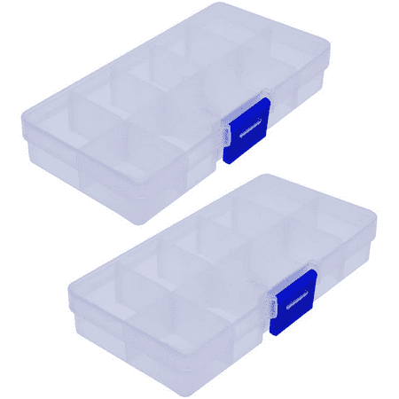 2 Pack Mini Tackle Box for Buttons, Jewelry, Clear Plastic Bead Storage ...