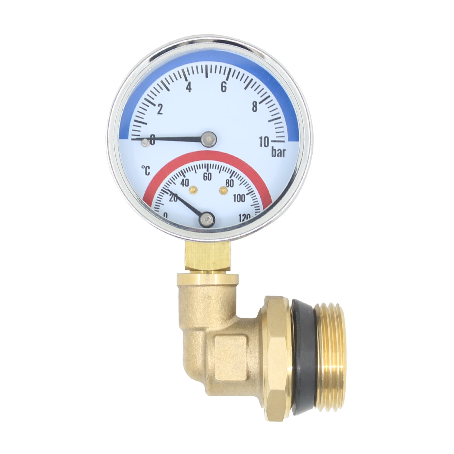 1/4" Temperature Pressure Gauge Meter Male Thread Thermometer Monitor ...