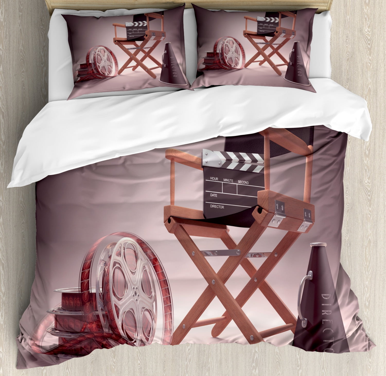 Movies Duvet Cover Set Queen Size, Directors Chair Seat Movie Lover ...