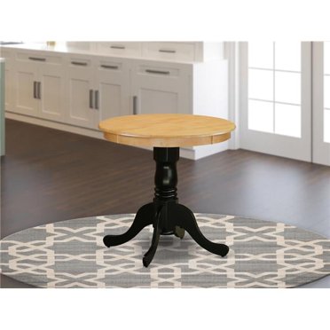 42 in. Dublin Round Rubber Wood Wirebrushed Black Dining Table with Two ...
