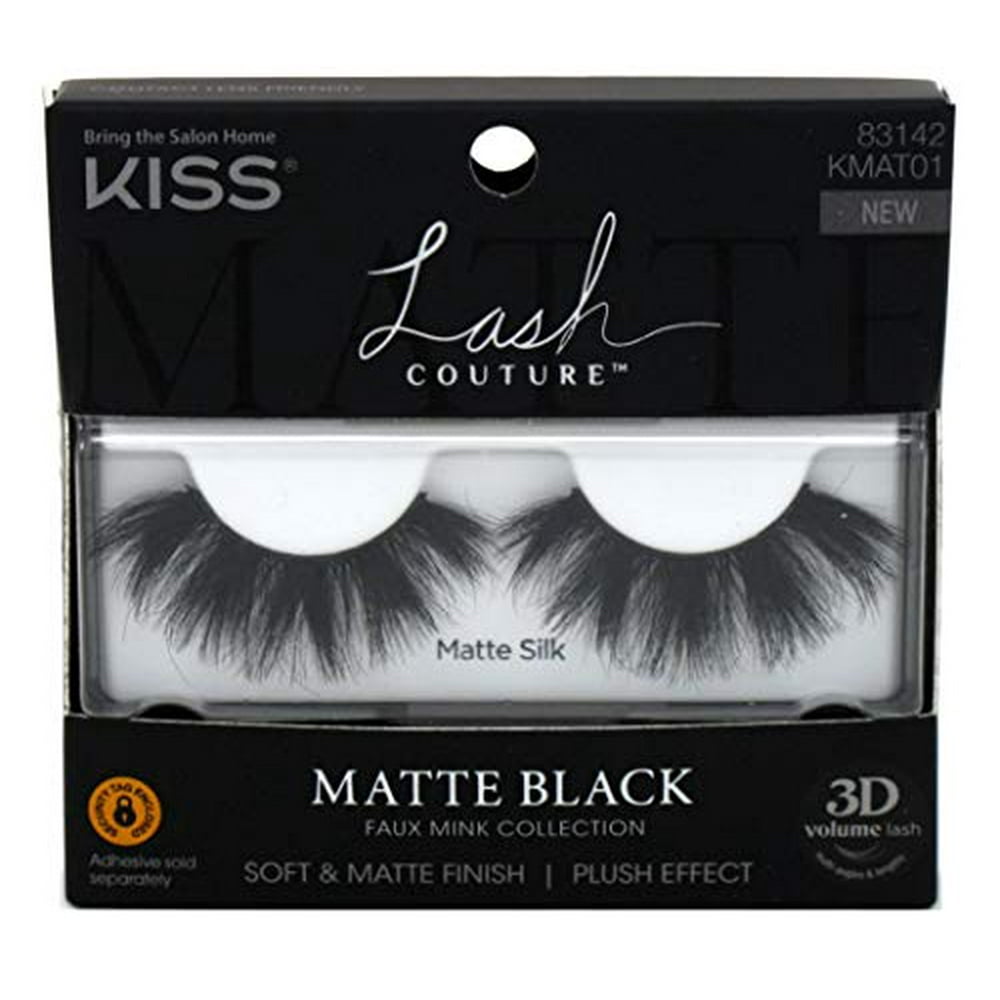Kiss Lash Couture Matte Black Faux Mink 3D Matte Silk, 1 Ea, 2 Pack ...