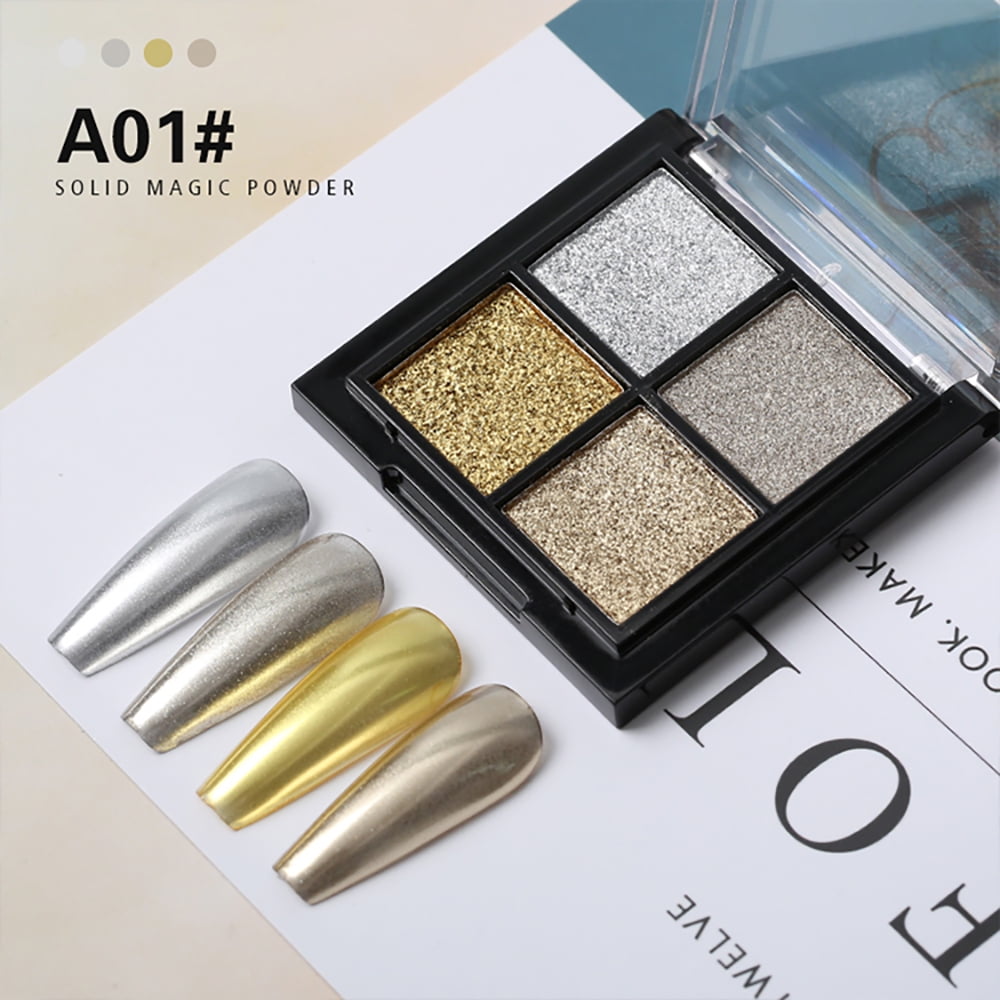 Gel in Fun Nail Art Four-Color Solid Magic Mirror Nail Powder, A01 ...