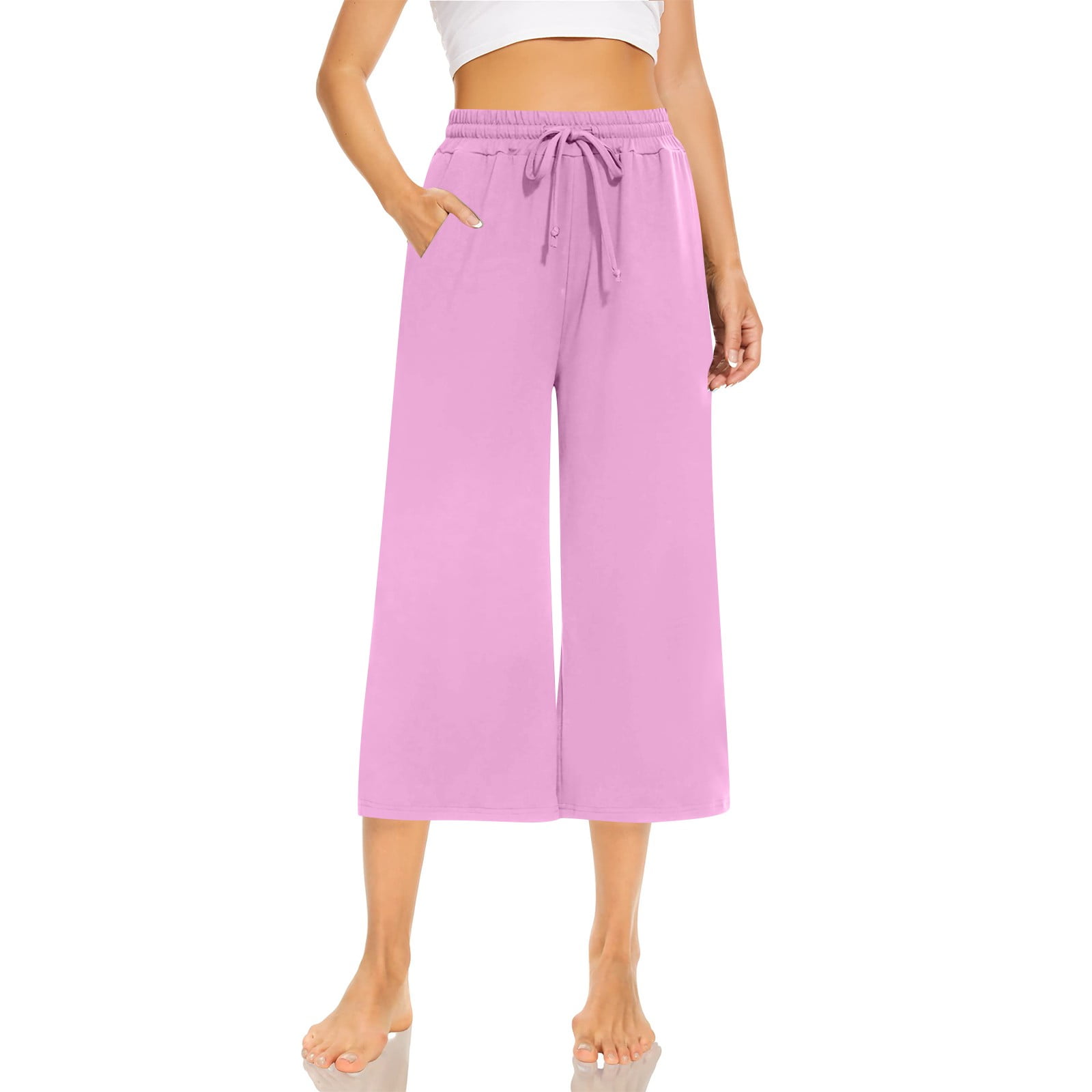 Click here for Ovticza Womens Capri Yoga Pants Summer Wide Leg Lo... prices