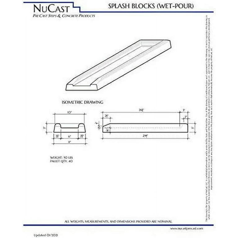 Concrete Splash Block Sizes Splash Blocks