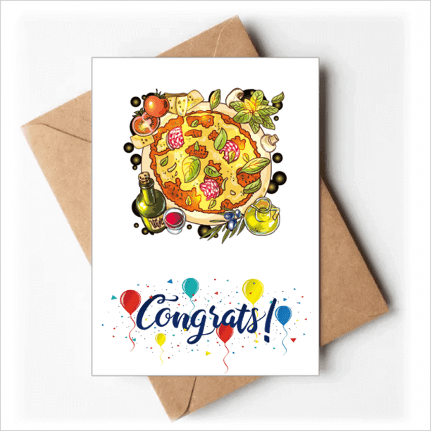 Vegetable Pizza Italy Foods Tea Wedding Cards Congratulations Greeting ...