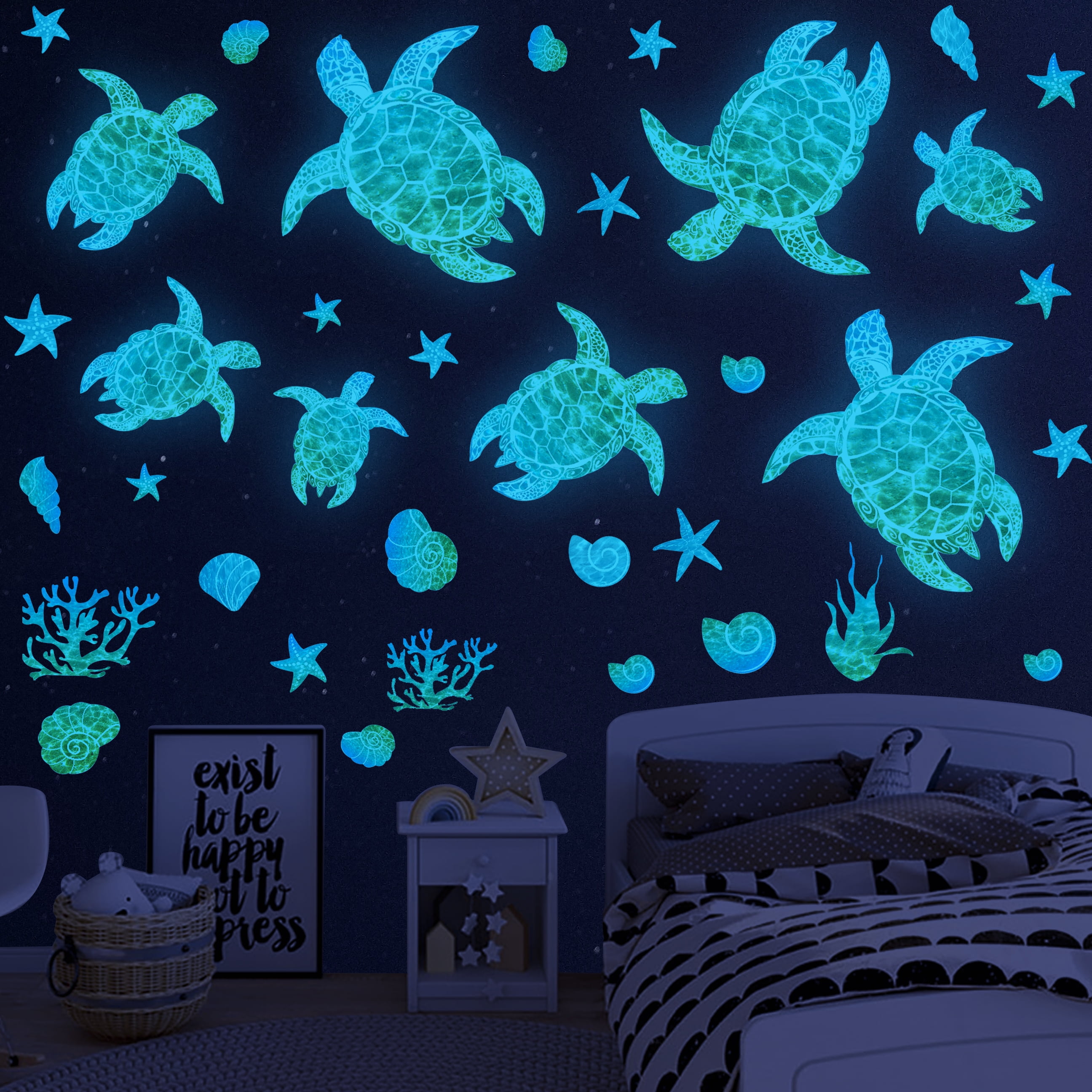 Sea Turtle Wall Decal Underwater World Themed Decor Nautical Vinyl ...