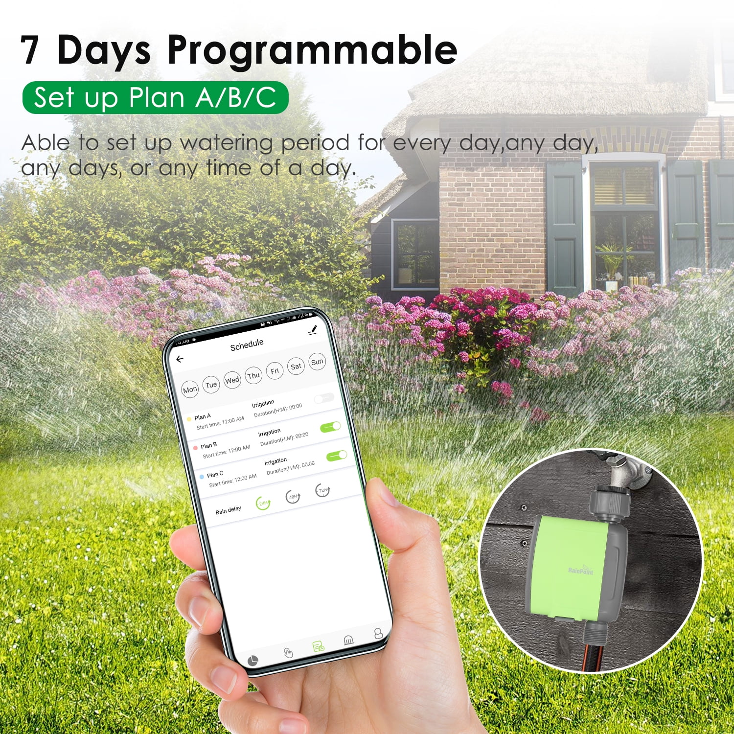 Buy moobody Programmable BT WiFi Water Timer Hose Timer Outdoor Battery ...