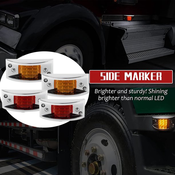 Top-Max 4 Pieces Sealed Marker Light 12 LED Warning Lamps Unviersal for ...