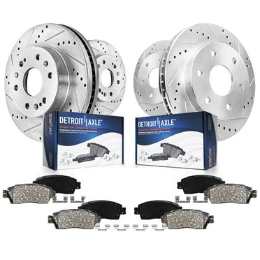 AutoShack Black Hat Drilled and Slotted Brake Rotors with Performance ...