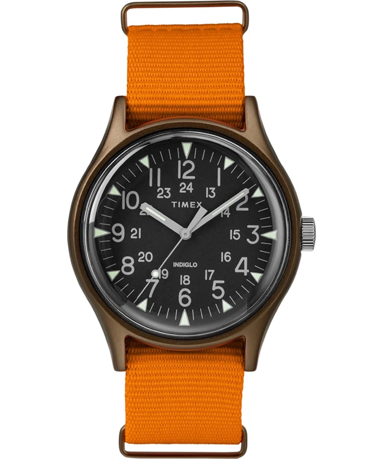 Timex TW2T10200 MK1 Men's Analog Round Aluminum Watch Orange Nylon ...