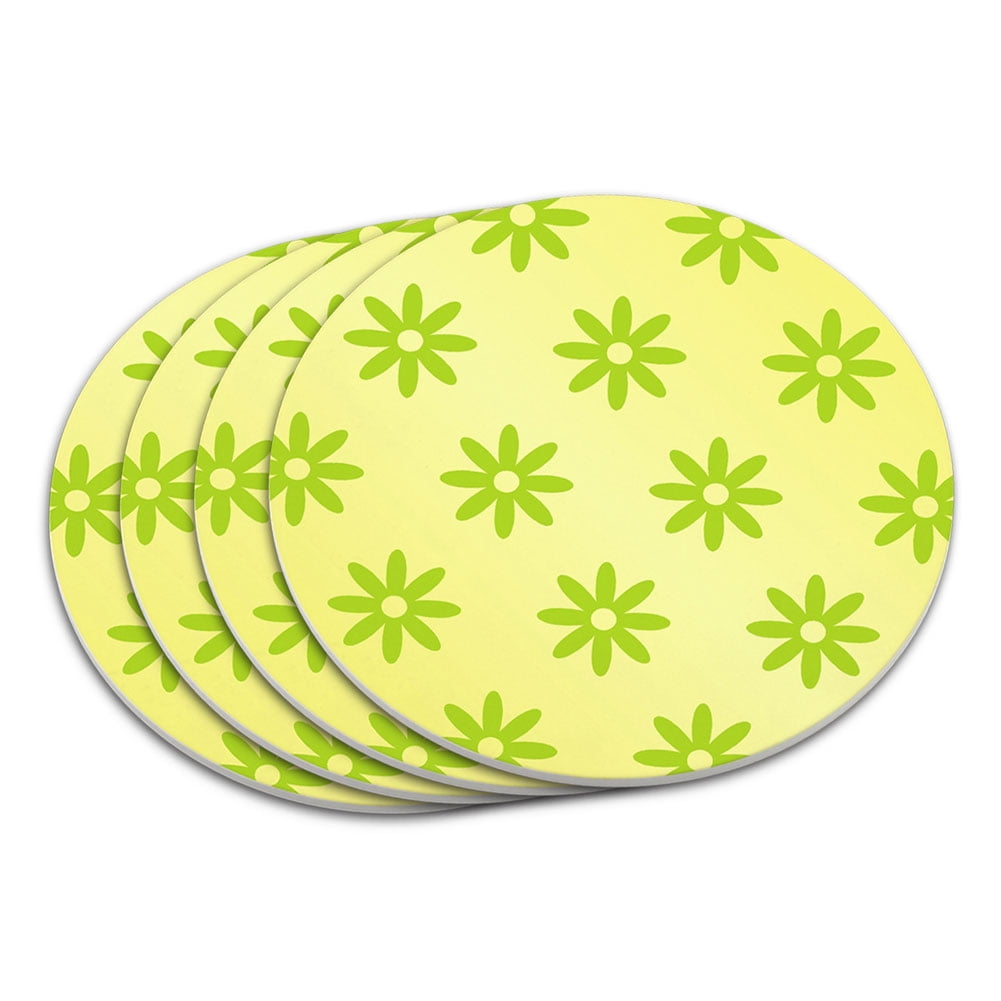Flowers Lime Green Coaster Set - Walmart.com