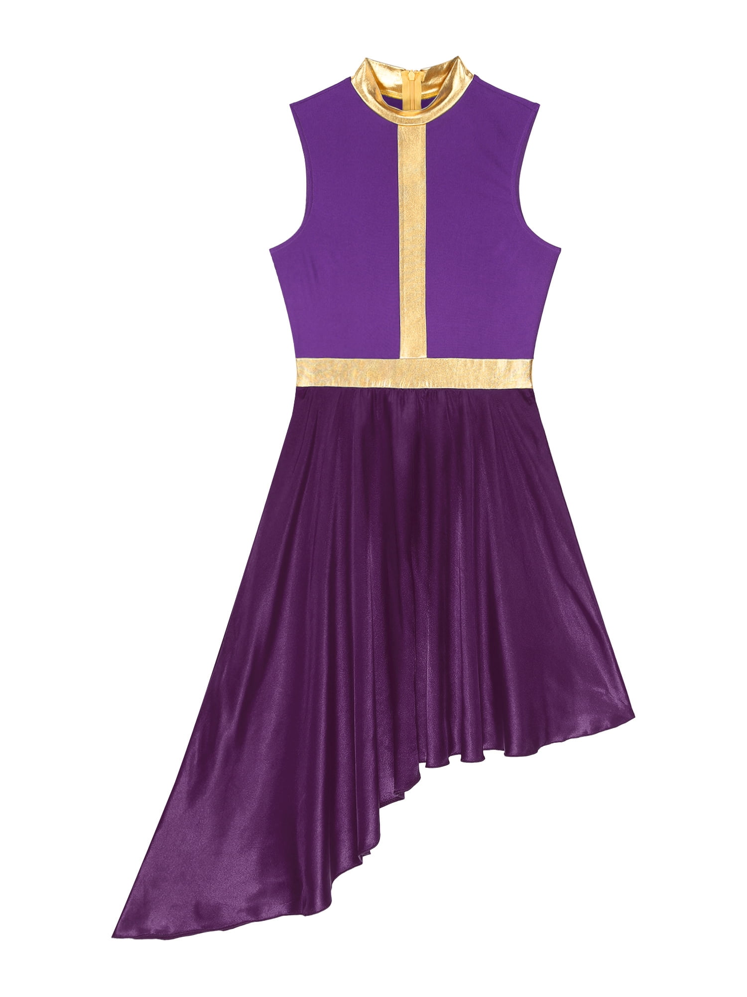 Doomiva Robe de Danse Sans Manches Ourlet Asymétrique Costume de Culte ...