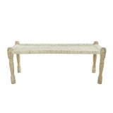 DecMode Cotton Handmade Woven Chevron Patterned Bench with Light Brown ...