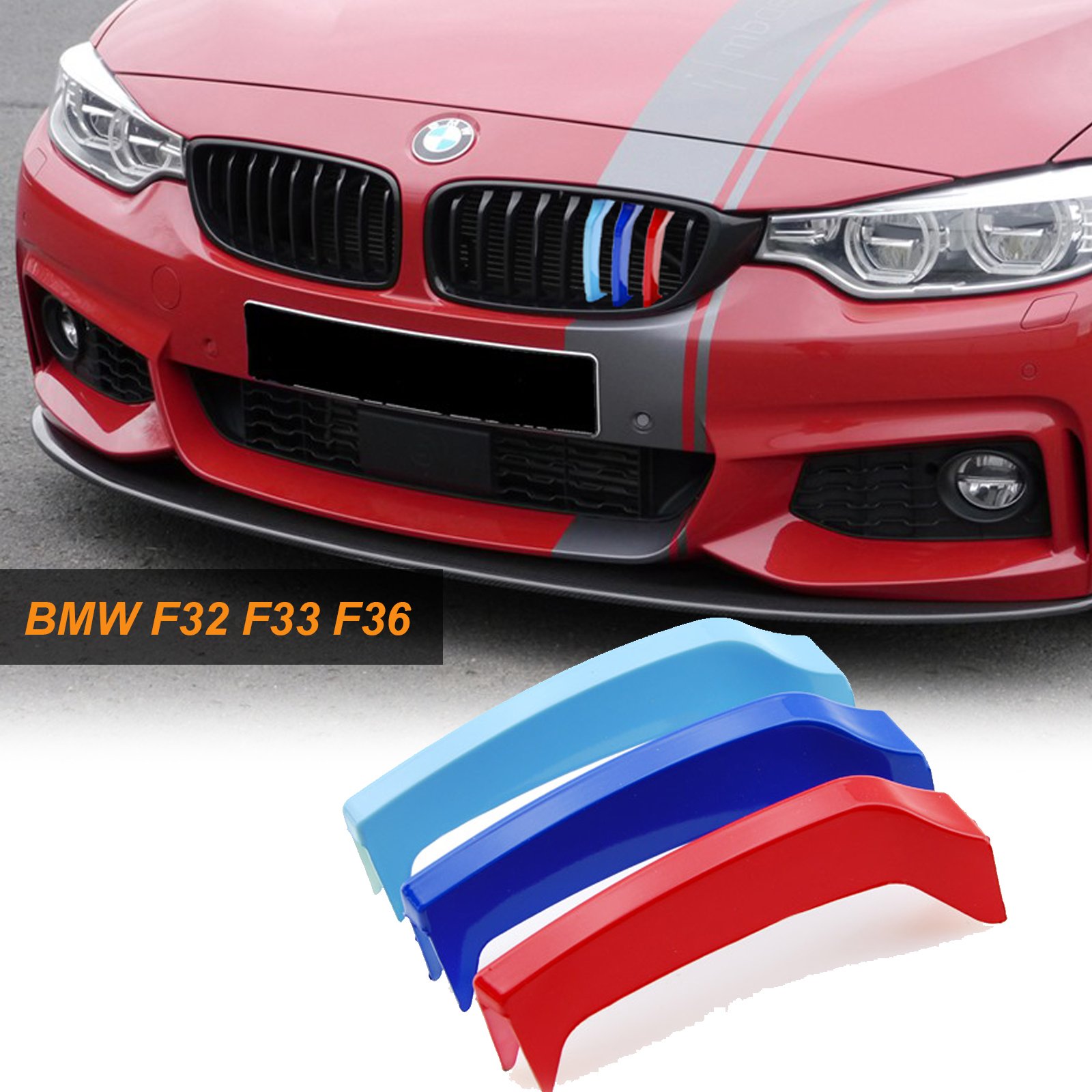 Xotic Tech M-Colored Grille Insert Trim Tri Color Strips Fit BMW 4 ...