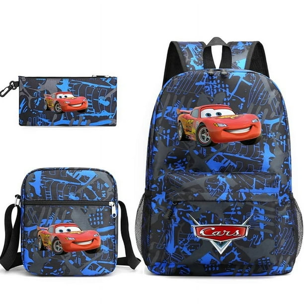 3Pcs Pixar Cars Lightning McQueen Bookbag Kids Backpack Boys Girls ...