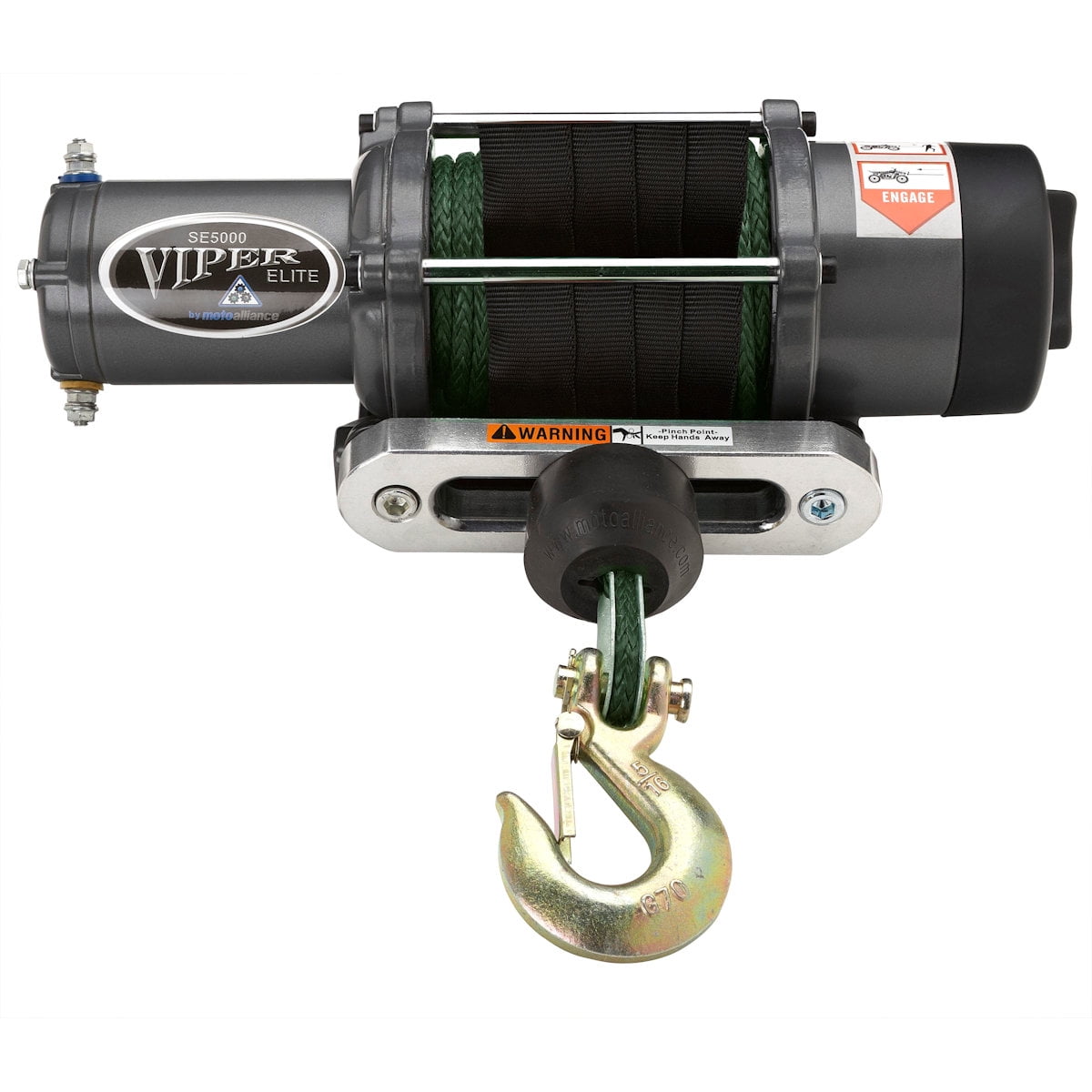 MotoAlliance VIPER Elite UTV Winch 5000lb- 60 feet GREEN Rope, Wireless ...