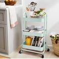 Basics 3-Tier Metal Rolling Utility Cart, Storage Organizer, Multi ...