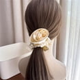 2 Piece Soft Scrunchies Rose Floral Design Elastic Hair Band For Women ...