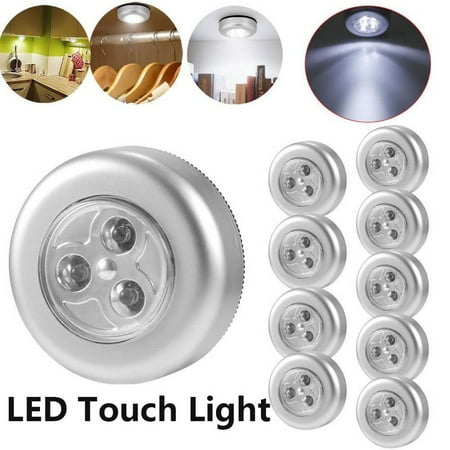 3 LED Battery touch light Stick Tap Touch Light Lamp Slivery | Walmart ...