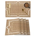 Brown Farmhouse Placemats Set of 6, Linen Texture Geometric Lines ...