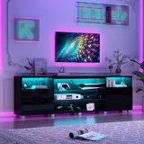 ChVans Large LED TV Stand for 80/85/90 inch TV, High Glass Modern ...