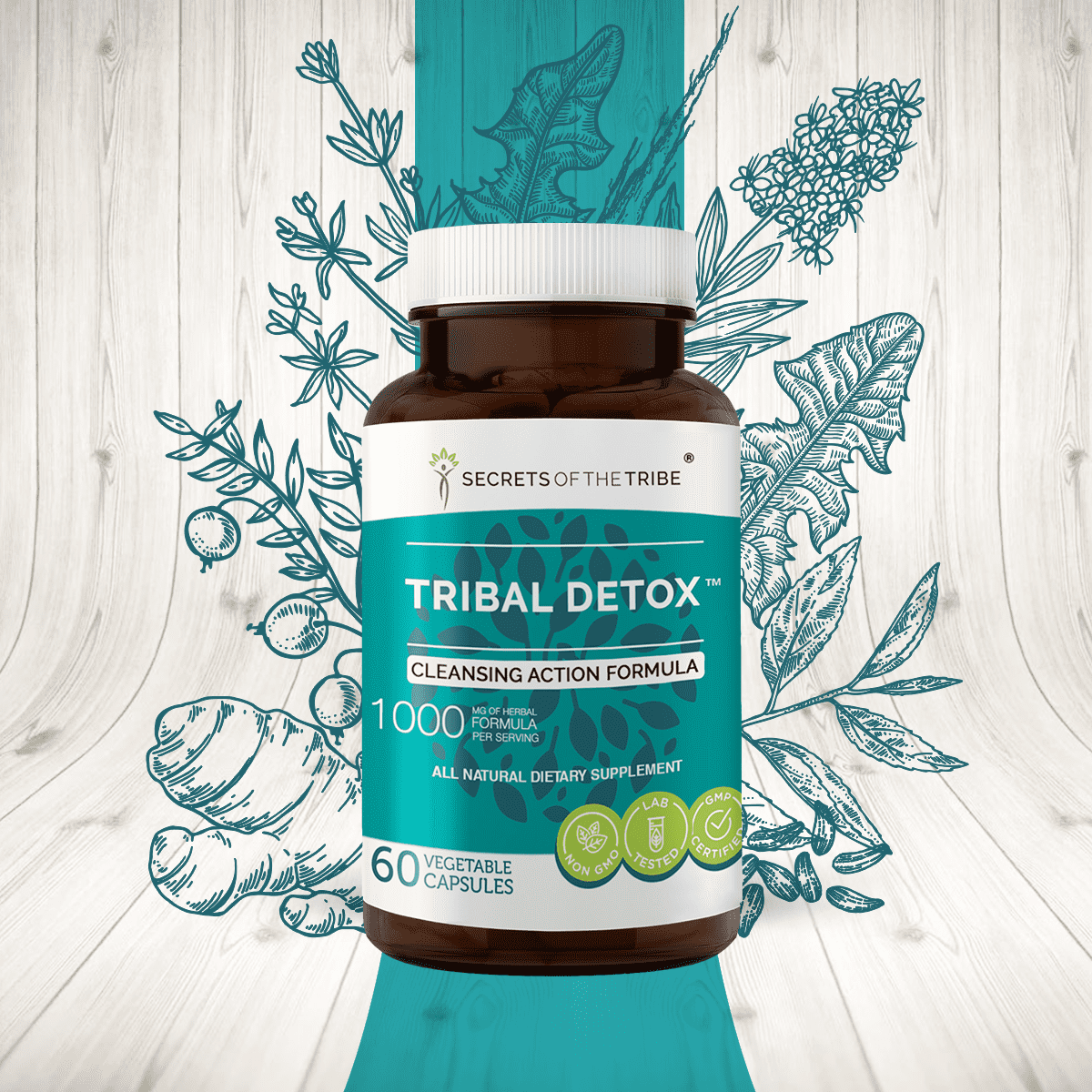 Tribal Detox 60 Capsules, 500 mg, Turmeric, Dandelion, Milk Thistle ...
