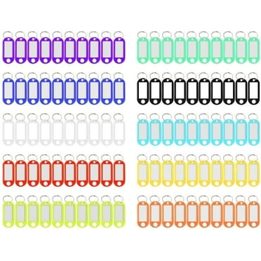 10 Pcs Plastic Key Tags with Spilt Ring Label Window,Keychain ID Name ...