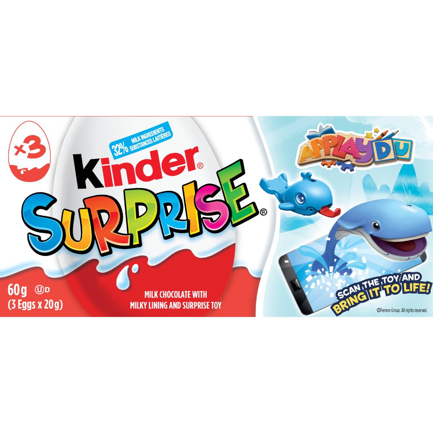 KINDER SURPRISE® Milk Chocolate Eggs with Toys, Classic, 3 Pack, 60g ...