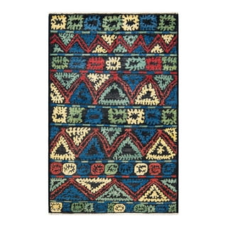 SAFAVIEH Soho Fiesta Celebration Wool Area Rug, Black/White, 8' x 8 ...