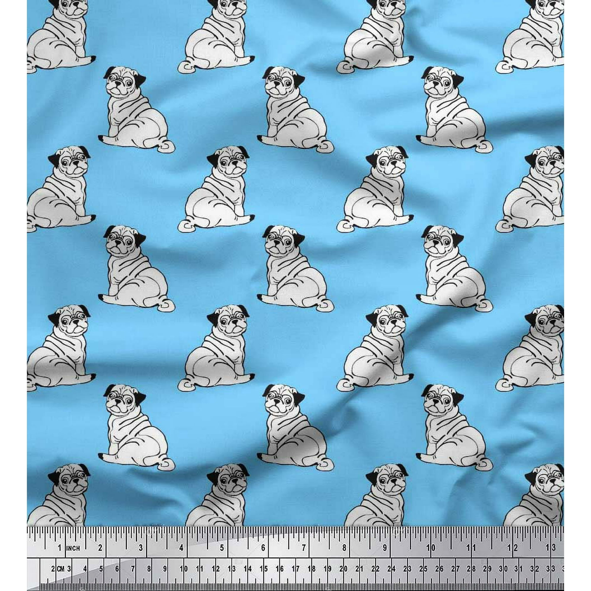 Click here for Soimoi Rayon Crepe Fabric Pug Dog Print Sewing Fab... prices