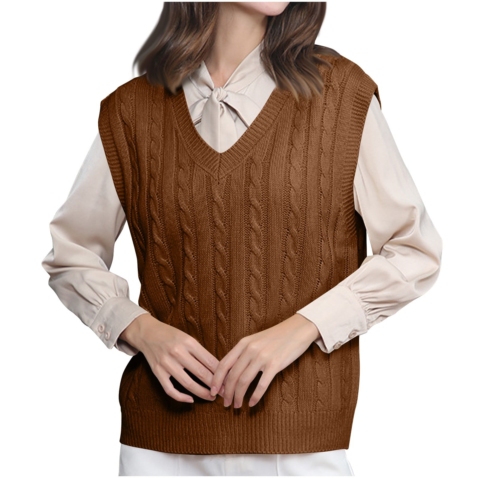 Click here for Faiwad Sweater Vest Women V Neck Sleeveless Cable... prices