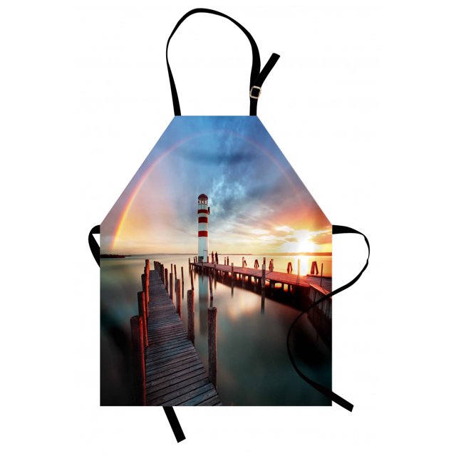 Lighthouse Apron Sunset at Seaside Wooden Docks Lighthouse Clouds ...